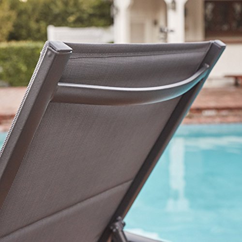 Hanover Halsted Padded Sling Chaise Lounge Chair Modern Luxury Outdoor Furniture for Patio, Backyard, Poolside Rust-Proof Aluminum Frame Weather-Resistant HALSTEDCHS-AL, Black