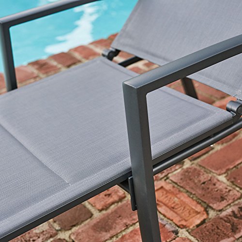 Hanover Halsted Padded Sling Chaise Lounge Chair Modern Luxury Outdoor Furniture for Patio, Backyard, Poolside Rust-Proof Aluminum Frame Weather-Resistant HALSTEDCHS-AL, Black