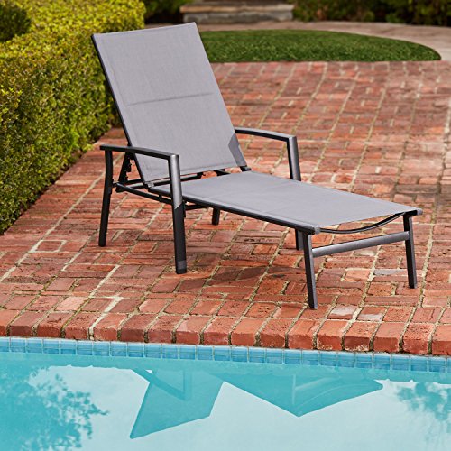 Hanover Halsted Padded Sling Chaise Lounge Chair Modern Luxury Outdoor Furniture for Patio, Backyard, Poolside Rust-Proof Aluminum Frame Weather-Resistant HALSTEDCHS-AL, Black