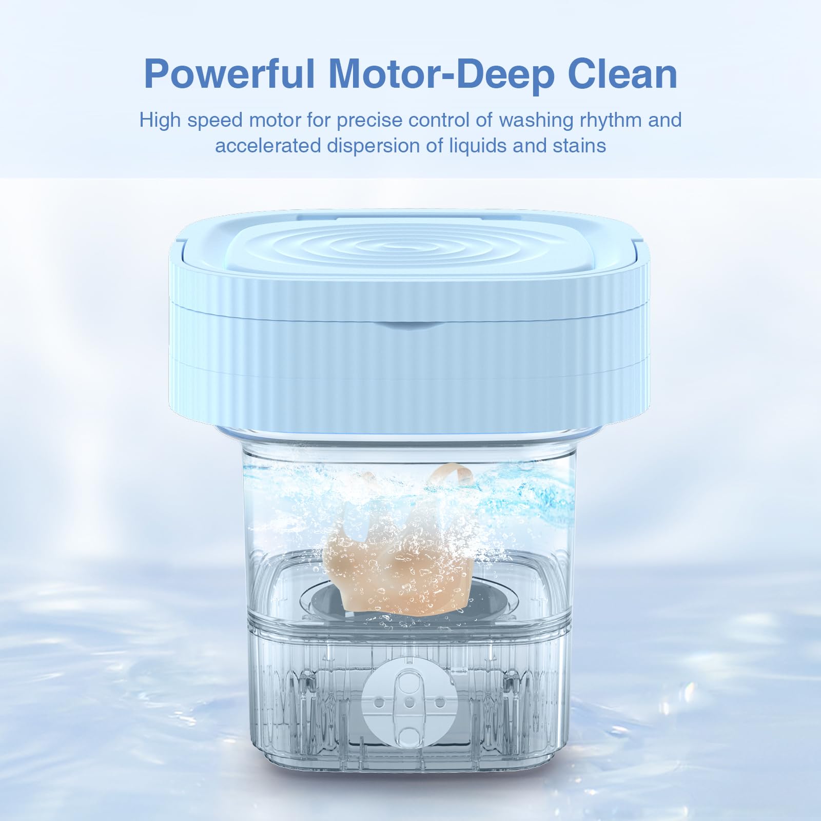Foldable Washing Machine, 10L Large Capacity Portable Washer with High Speed Motor, 3 Modes Deep Cleaning Baby Clothes Underwears Socks Suitable for RV Travel Camping Apartment Dormitory