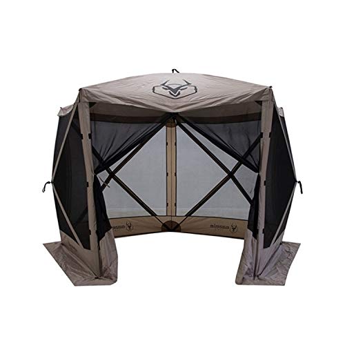 Gazelle Tents™, G5 5-Sided Portable Gazebo, Easy Pop-Up Hub Screen Tent, Waterproof, UV Resistant, 4-Person & Table, Desert Sand, 85" x 115" x 106", GG501DS