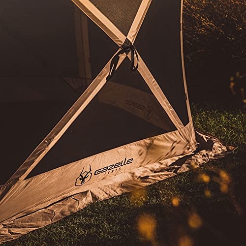 Gazelle Tentsā¢, G5 5-Sided Portable Gazebo, Easy Pop-Up Hub Screen Tent, Waterproof, UV Resistant, 4-Person & Table, Desert Sand, 85" x 115" x 106", GG501DS