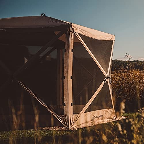 Gazelle Tentsā¢, G5 5-Sided Portable Gazebo, Easy Pop-Up Hub Screen Tent, Waterproof, UV Resistant, 4-Person & Table, Desert Sand, 85" x 115" x 106", GG501DS