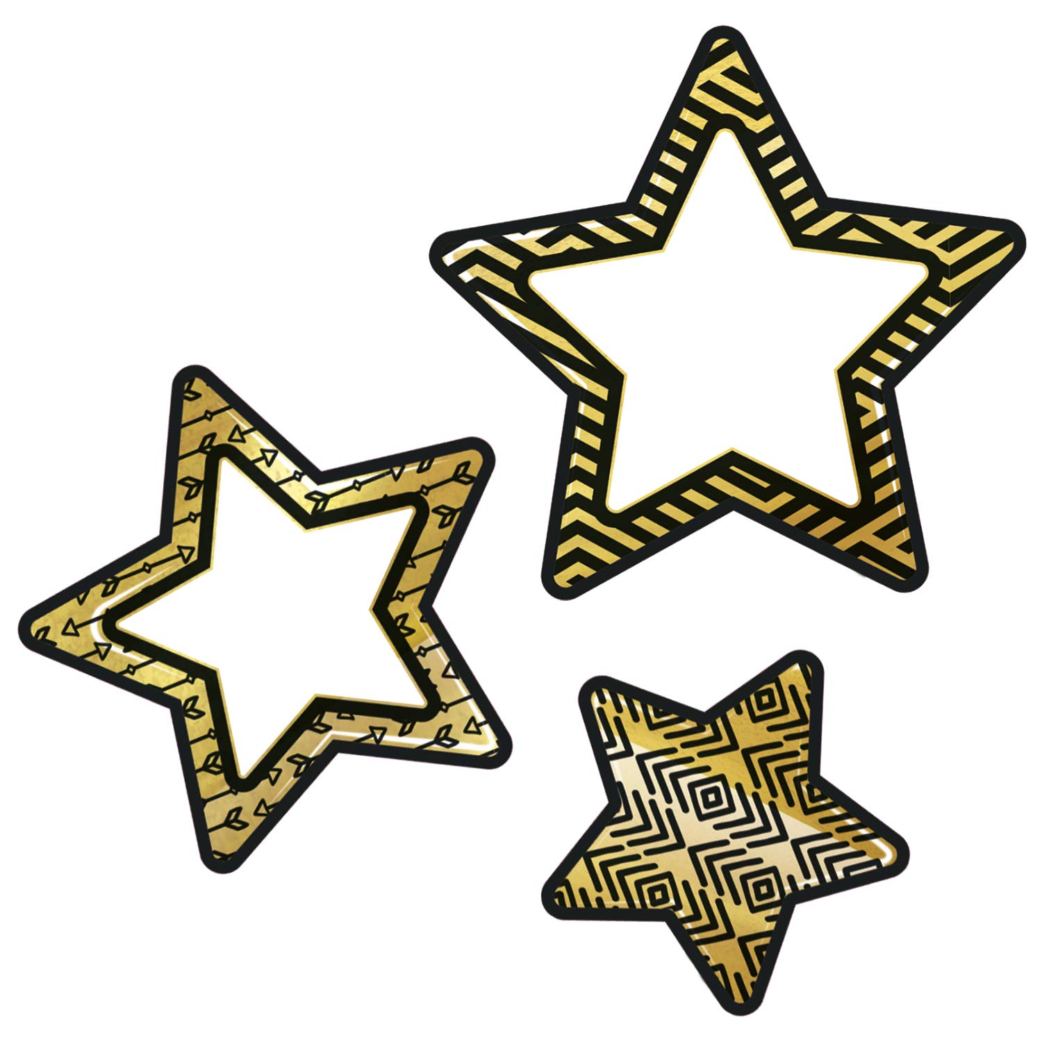 Carson Dellosa Stars Cutouts, 36 Black & Gold Star Cutouts for Bulletin Board and Classroom DƩcor, Space DƩcor and Galaxy DƩcor Classroom Cut-Outs, Black and Gold Star DƩcor