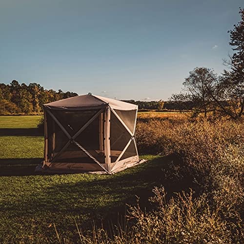 Gazelle Tentsā¢, G5 5-Sided Portable Gazebo, Easy Pop-Up Hub Screen Tent, Waterproof, UV Resistant, 4-Person & Table, Desert Sand, 85" x 115" x 106", GG501DS