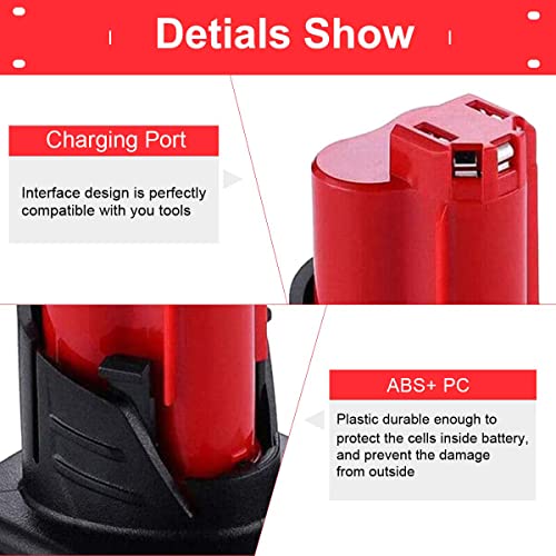 LUMSING M-12 6000Ah 12V Lithium-Ion XC Extended Capacity Battery (2-Pack) Replacement for Milwaukee 48-11-2460 M-12 Battery 48-11-2411 48-11-2420 48-11-2401 48-11-2402 48-11-2440