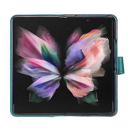 Wallet Case for Samsung Galaxy Z Fold 3/4/5, PU Leather Protective Cover, with Magnetic Closure Card Slot Holder Shockproof Phone Cover, Z fold 4,Green
