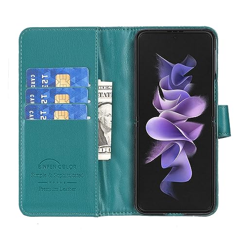 Wallet Case for Samsung Galaxy Z Fold 3/4/5, PU Leather Protective Cover, with Magnetic Closure Card Slot Holder Shockproof Phone Cover, Z fold 4,Green