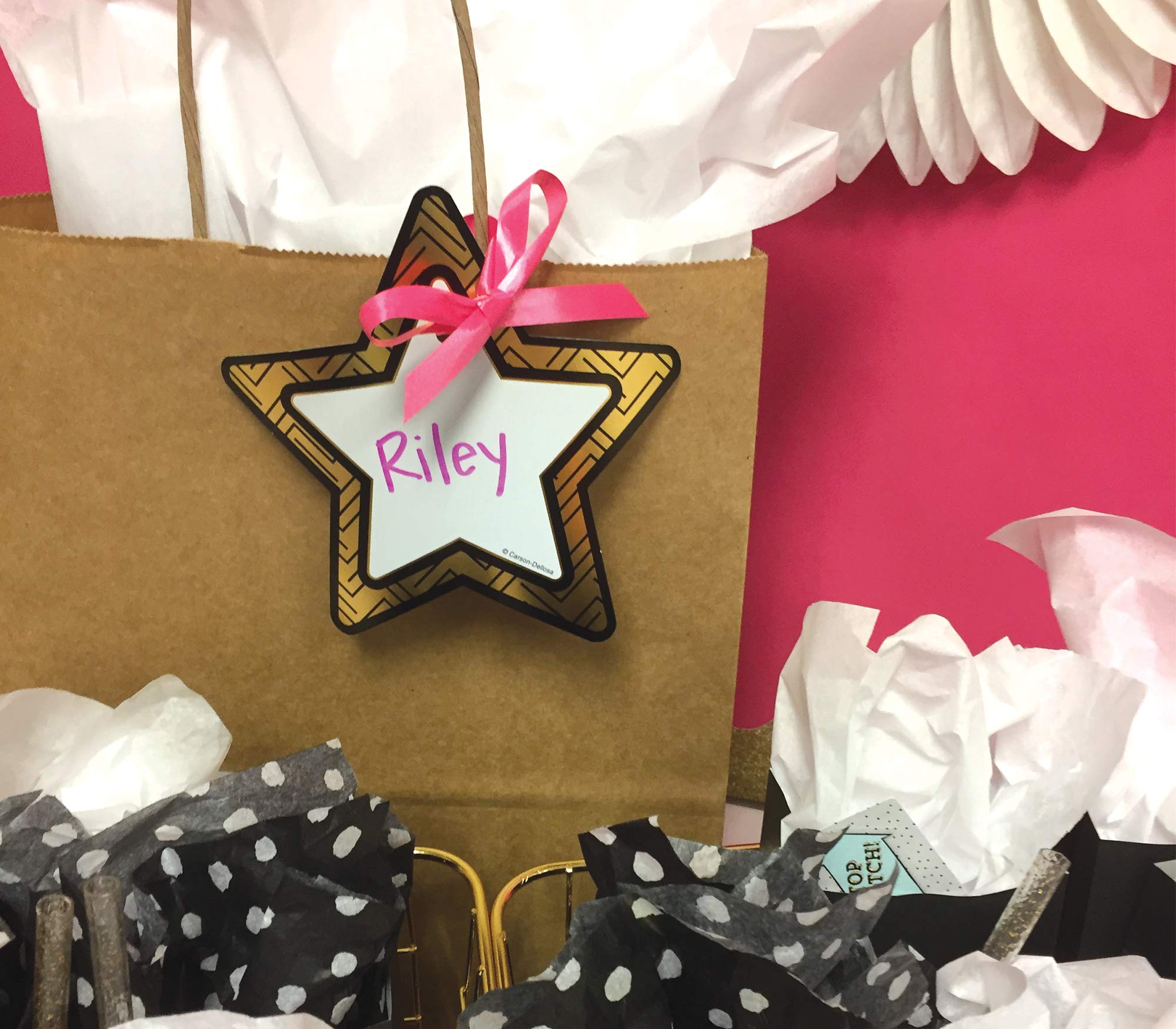 Carson Dellosa Stars Cutouts, 36 Black & Gold Star Cutouts for Bulletin Board and Classroom Décor, Space Décor and Galaxy Décor Classroom Cut-Outs, Black and Gold Star Décor
