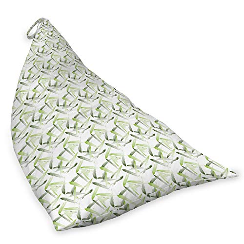 Lunarable Botany Lounger Chair Bag, Rhythmic Design of Watercolor Style Leaves Motifs Pattern on Plain Backdrop, High Capacity Storage with Handle Container, Lounger Size, White Pale Green