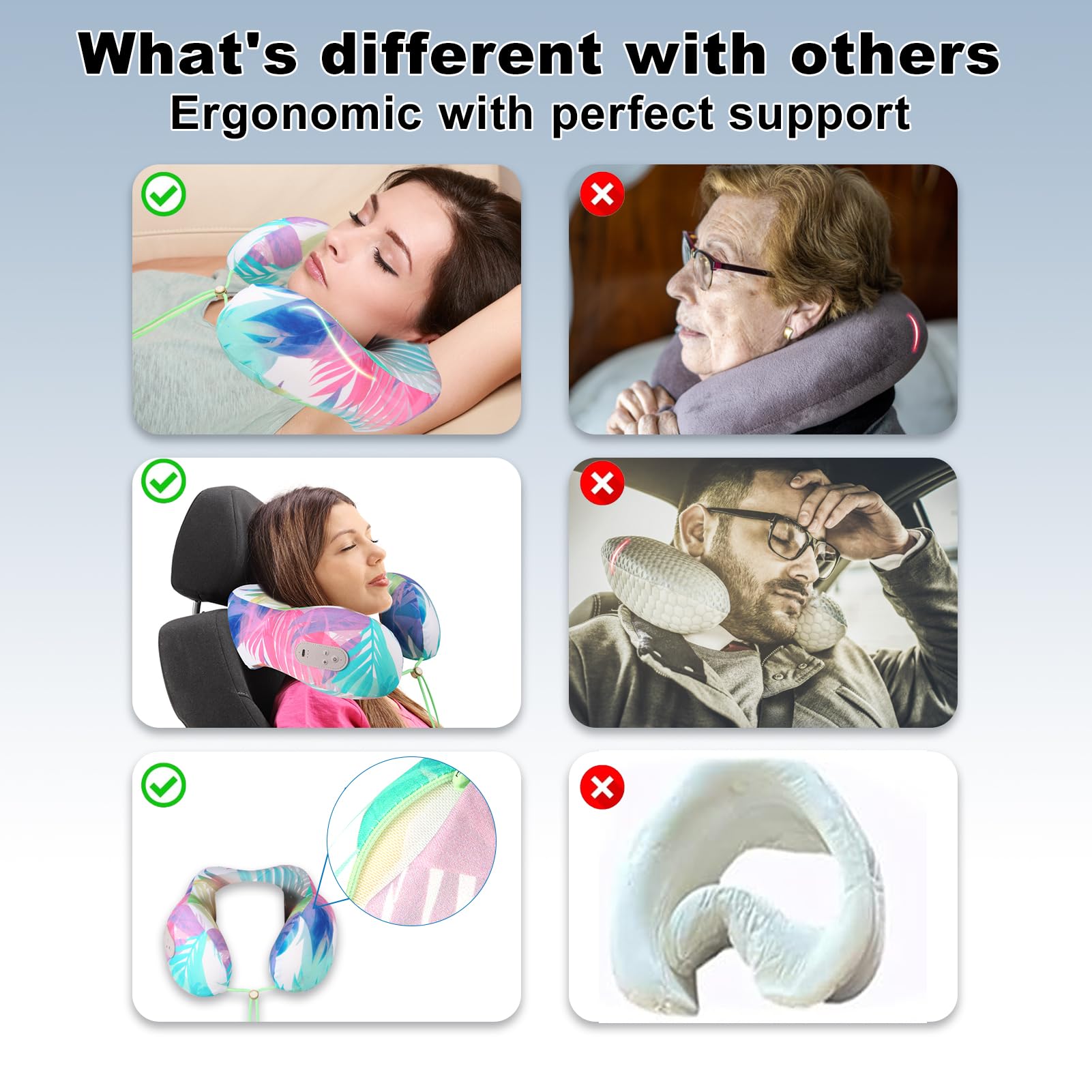 X-Star Bluetooth Music Neck Pillow for Sleeping,360° Support Memory Foam 2in1 Travel Neck Pillow Speaker with Crystal Clear Stereo Cradle Sound, Rich Bass, Wireless Camping,for Home,Party,Gaming