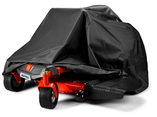 Zero-Turn Mower Cover, Universal Fit Heavy Duty 600D Polyester Oxford, Weatherpoof UV Protection with Windproof Buckle, Drawstring & Cover Storage Bag, Tractor Cover Up to 60" Lawn Mower Decks