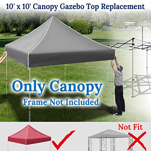 BenefitUSA Ez pop Up Instant Canopy 10'X10' Replacement Top Gazebo EZ Canopy Cover Patio Pavilion Sunshade Polyester (Grey)