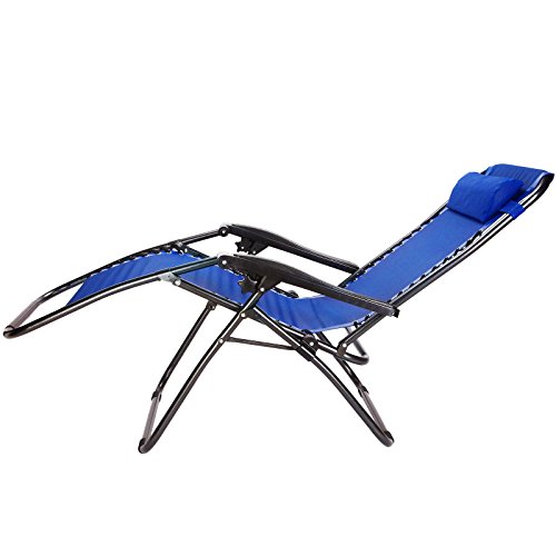 2-Pack Zero Gravity Outdoor Lounge Chairs Patio Adjustable Folding Reclining Chairs with Cup/Drink Utility Tray & Cell Phone Holder Blue
