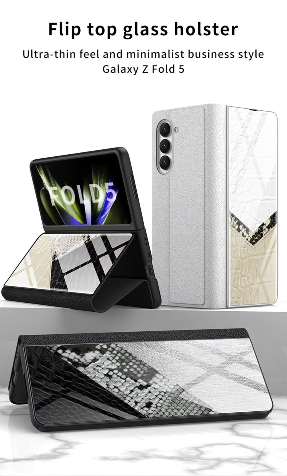 XIMAND for Samsung Galaxy Z Fold 5 5G Case with S-Pen Holder Pocket, Kickstand,Luxury Flip Plating Shockproof Glass Hybrid Leather All-Inclusive Flip Cover.(Grey)