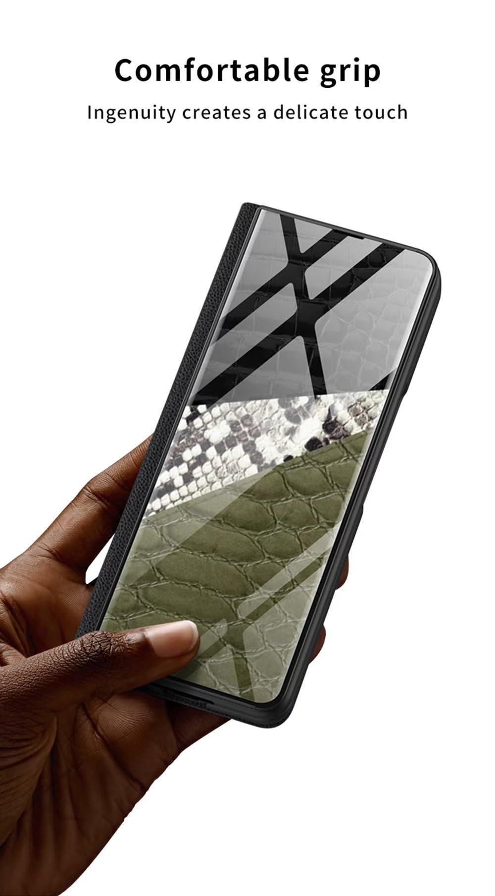 XIMAND for Samsung Galaxy Z Fold 5 5G Case with S-Pen Holder Pocket, Kickstand,Luxury Flip Plating Shockproof Glass Hybrid Leather All-Inclusive Flip Cover.(Grey)