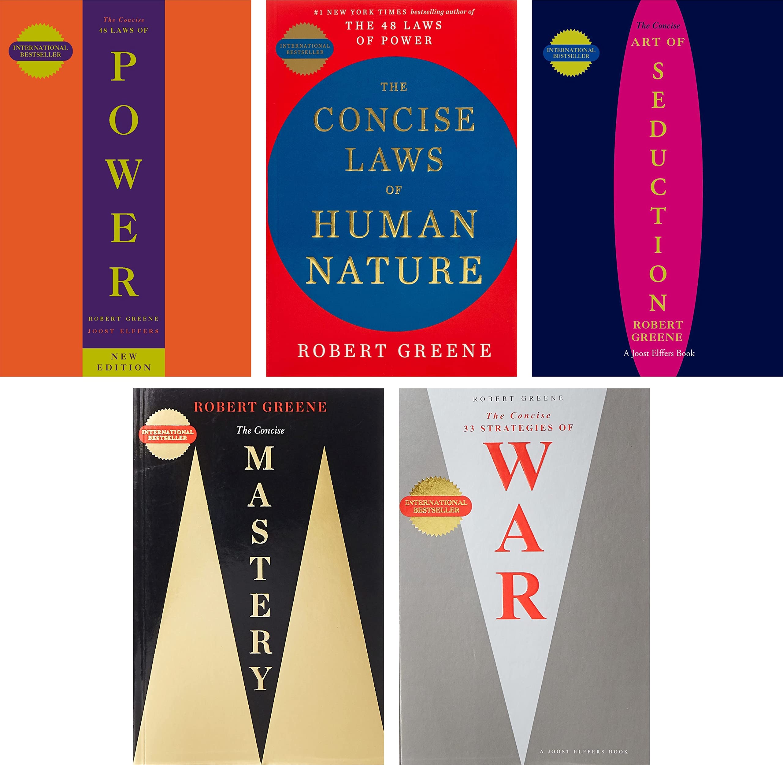 Robert Greene 5 Books Collection Set:The Concise 48 Laws Of Power,The Concise Laws of Human Nature,The Concise Mastery,The Concise Art of Seduction & The Concise 33 Strategies Of War(Concise Editions)