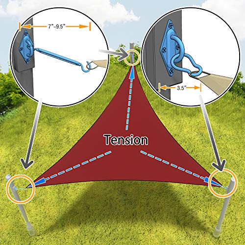 Amgo Triangle Sun Shade Sail Canopy Installation Hardware Kit Accessory 18 PC, 6 Inches Turnbuckles, 316 Stainless Steel, Anti Rust, Heavy Duty