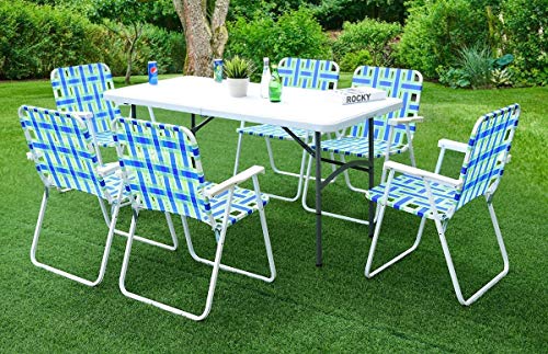 HAPPYGRILL 6 Pack Folding Chairs Set Portable Lightweight Web Dining Chair for Patio Garden Beach Party