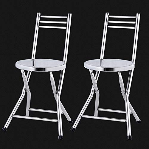 Thick Stainless Steel Round Stool Folding Home Dining Chair backrest Stool Small Bench Portable Outdoor Picnic Chair high 76cm