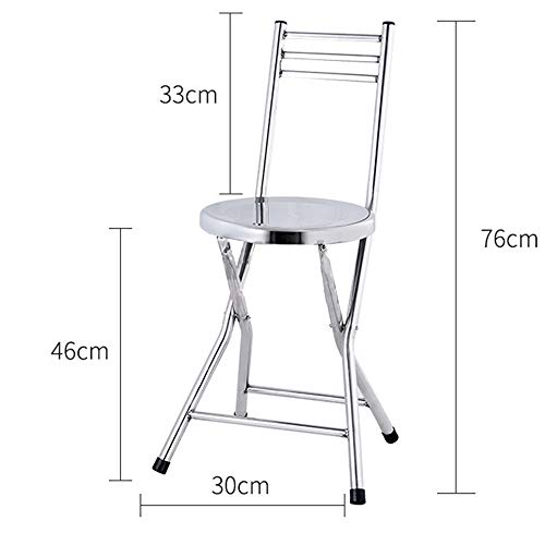 Thick Stainless Steel Round Stool Folding Home Dining Chair backrest Stool Small Bench Portable Outdoor Picnic Chair high 76cm