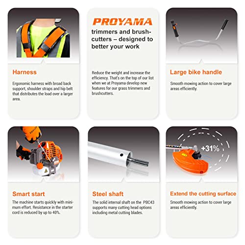 PROYAMA 42.7cc Gas Weed Wacker, 3 in 1 Weed Eater Gas Powered, Brush Cutter and Gas String Trimmer 2-Cycle Extreme Duty, Grass Trimmer 2023 Upgraded