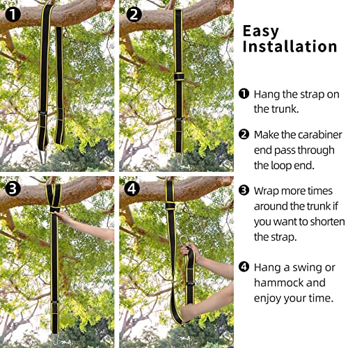 iCool Tree Swing Hanging Straps Kit, 5ft, Holds 2800lbs, Extra Long, with Safe Lock Snap Carabiners and Pouch, Perfect for Tree Swings and Hammock, Easy and Fast Installation