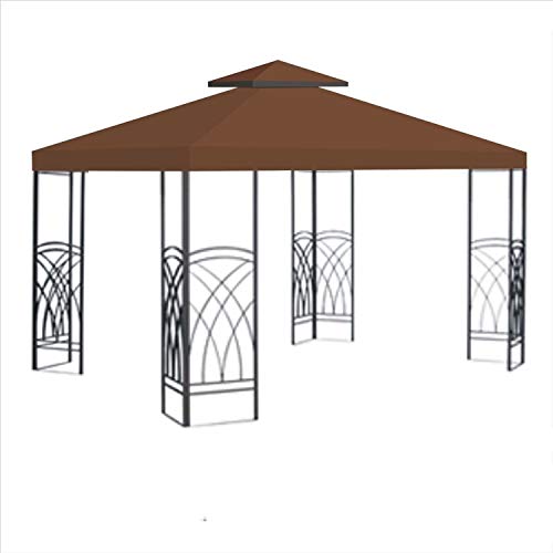 Strong Camel Double Tier Replacement Cover for 10'X10'Gazebo Canopy Top Patio Pavilion Cover Sunshade Polyester-Brown