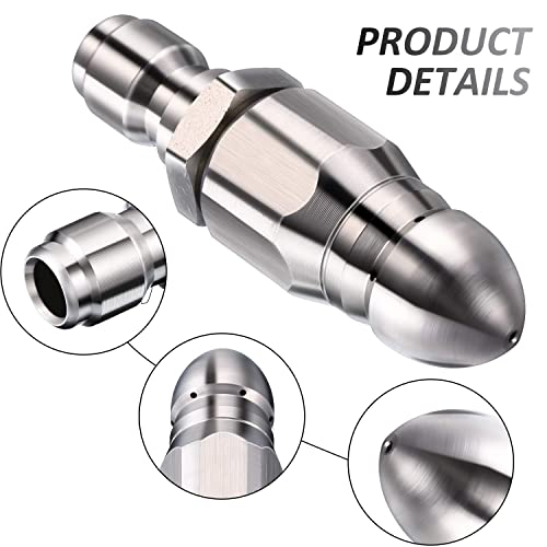 5000 PSI Sewer Jetter Nozzle Pressure Drain Jetter Hose Nozzle for 1/4 Pressure Washer Quick Connector
