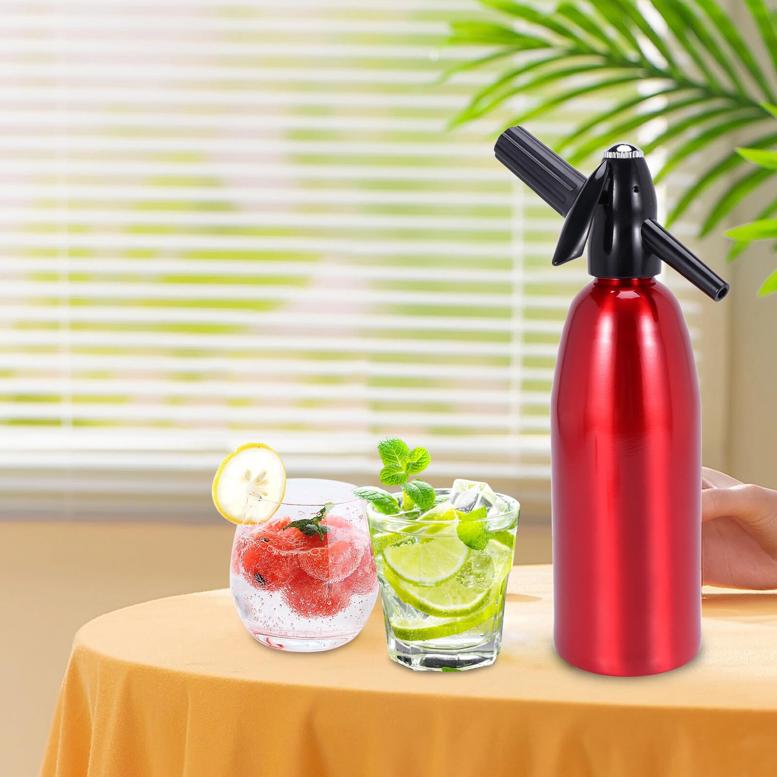 Kawlity Soda Siphon Sparkling Water Homemade DIY Drink Maker Innovative Aluminum Durable Red with Capacity of 1 Liter Seltzer for Home Kitchen Bar Club