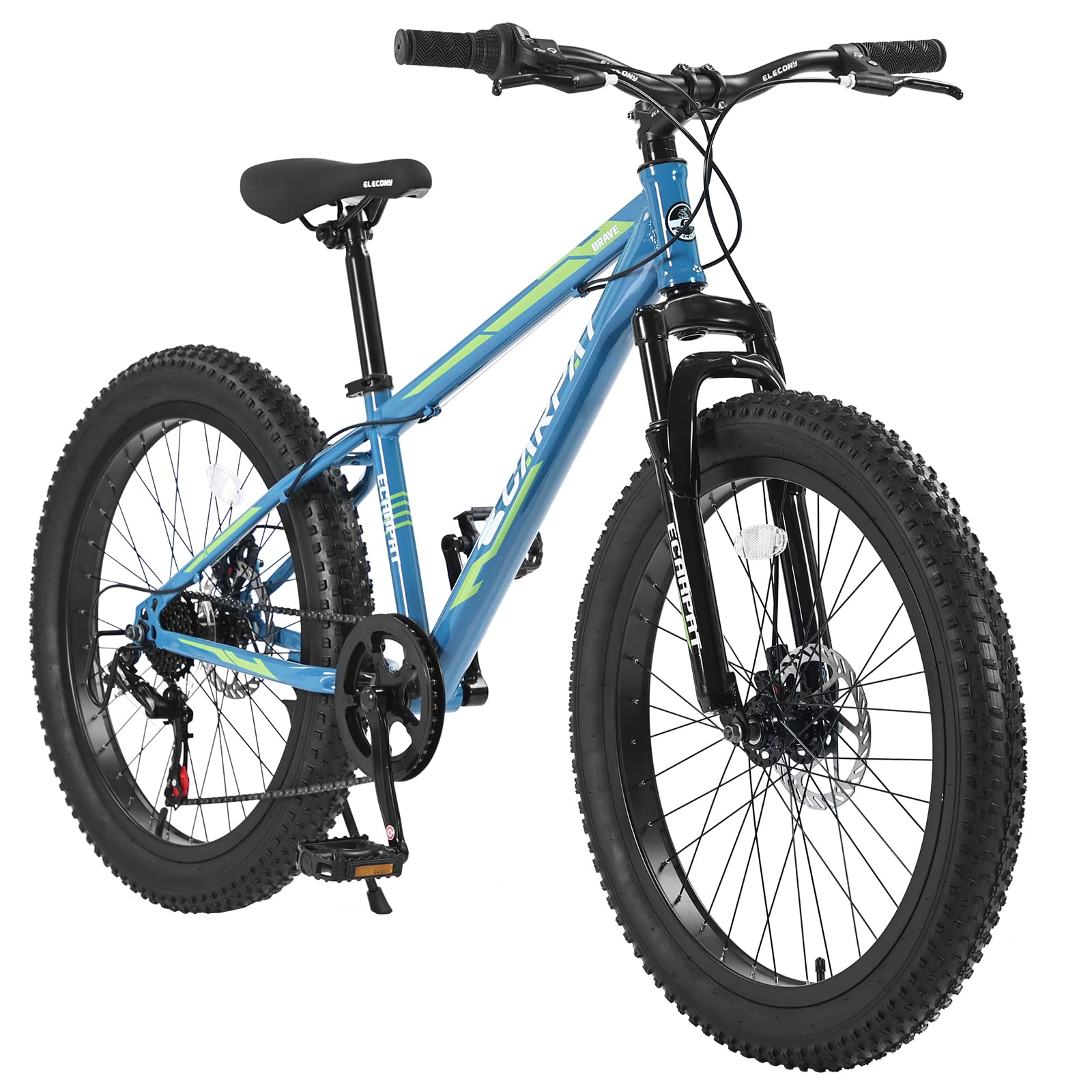 ZLECTIO Mountain Bike with 7 Speeds and High-Carbon Steel Frame, 24 Inch Fat Tire Bikes for Men and Women, Adult/Youth Road Bicycle for Urban Commuter