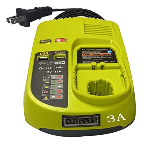 Anopiw Replace ryobi 18v Battery Charger P117 P118 P119 Dual Chemistry to Charge Ryobi Battery Lithium ion & Ni-cad Ni-Mh 12V 14.4V 18V Such as P100 P102 P102 P105 P107 P108…