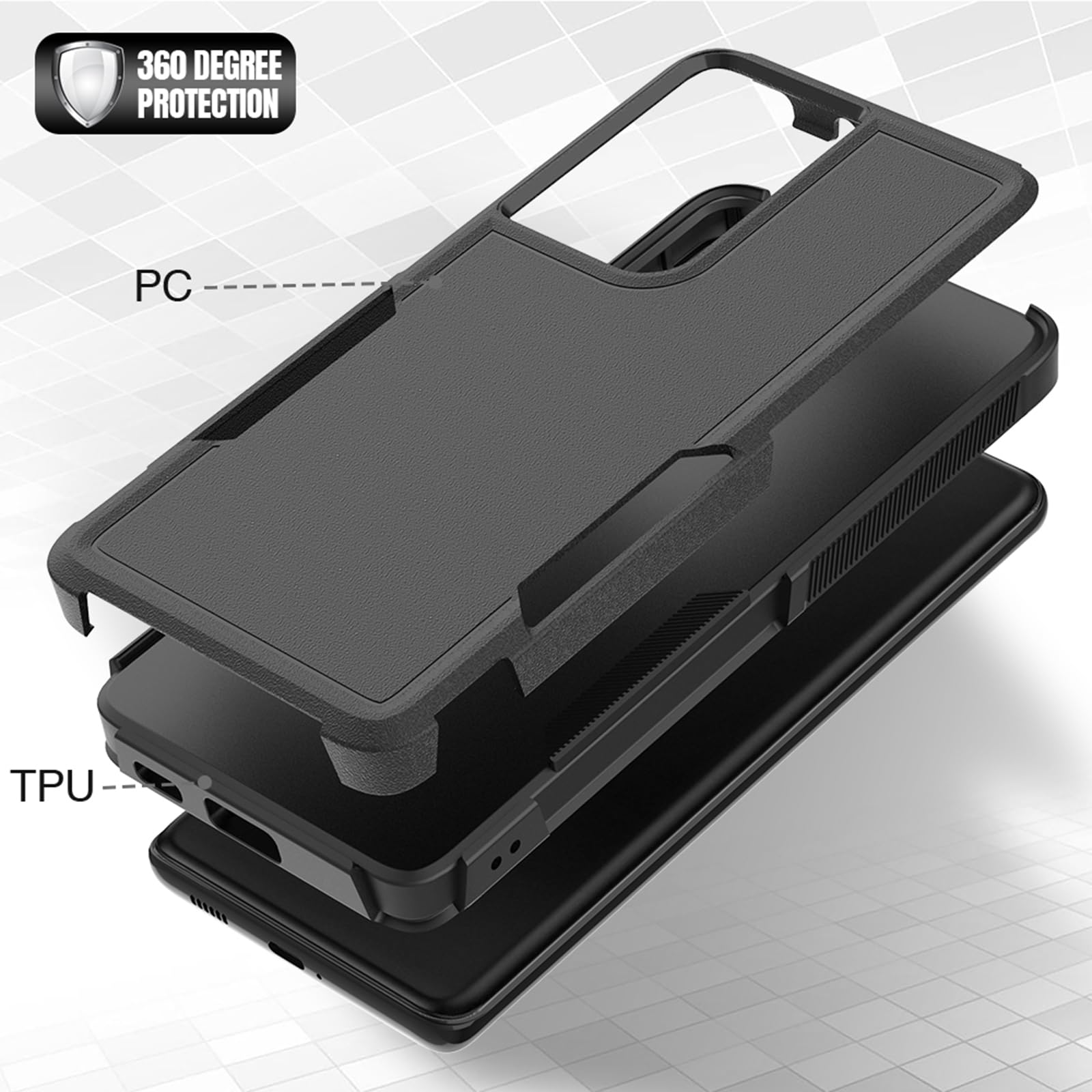for Samsung Galaxy S21 Ultra Case: Dual Layer Protective Heavy Duty Cell Phone Cover Shockproof Rugged with Screen Protector - Military Protection Bumper Tough - Samsung Galaxy S21 Ultra 5G, Black