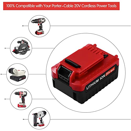 2 Packs 6.0Ah Extended Capacity Replacement Battery Compatible with Porter Cable 20V Lithium-ion Battery MAX PCC685L PCC680L PCC682L PCC685LP Cordless Power Tools Batteries