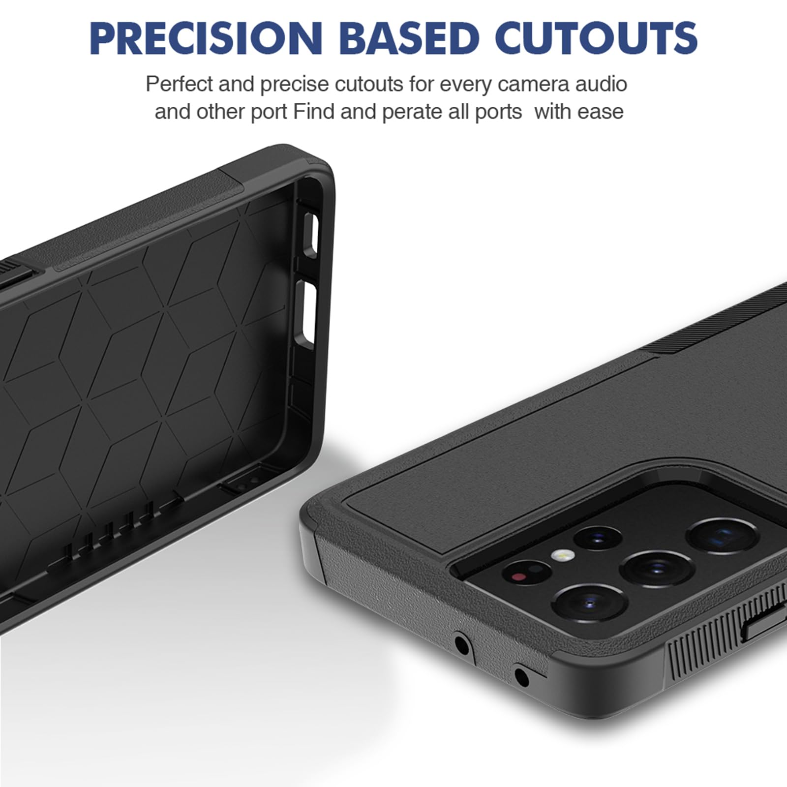 for Samsung Galaxy S21 Ultra Case: Dual Layer Protective Heavy Duty Cell Phone Cover Shockproof Rugged with Screen Protector - Military Protection Bumper Tough - Samsung Galaxy S21 Ultra 5G, Black