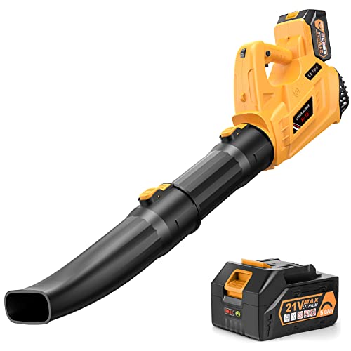 Cordless Leaf Blower - 320 CFM & 180MPH Electric Battery Powered Leaf Blower with 5.0Ah Battery and Fast Charger, 6 Variable Speed Control for Blowing Leaves, Snow Debris and Dust