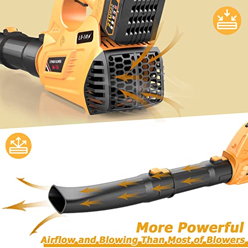 Cordless Leaf Blower - 320 CFM & 180MPH Electric Battery Powered Leaf Blower with 5.0Ah Battery and Fast Charger, 6 Variable Speed Control for Blowing Leaves, Snow Debris and Dust