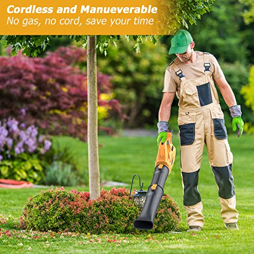 Cordless Leaf Blower - 320 CFM & 180MPH Electric Battery Powered Leaf Blower with 5.0Ah Battery and Fast Charger, 6 Variable Speed Control for Blowing Leaves, Snow Debris and Dust
