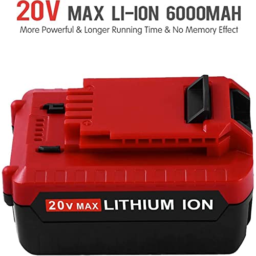 2 Packs 6.0Ah Extended Capacity Replacement Battery Compatible with Porter Cable 20V Lithium-ion Battery MAX PCC685L PCC680L PCC682L PCC685LP Cordless Power Tools Batteries