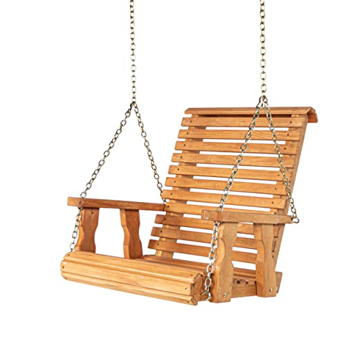 Amish Heavy Duty Roll Back Pressure Treated Swing Chair (Cedar Stain)