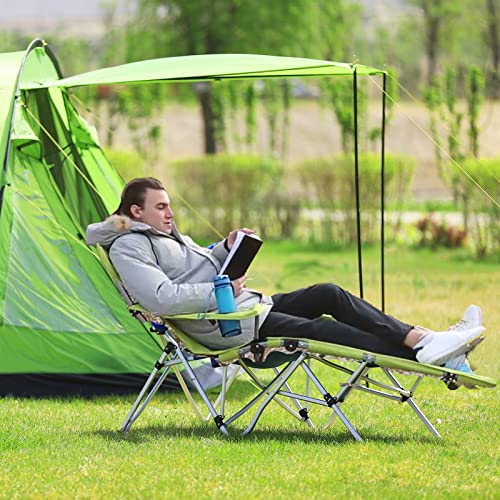 FUNDANGO Folding Outside Heavy Duty Patio Deck Chaise Lounges Lawn Chairs with Footrest for Outdoor Sun Tanning Beach Pool, Support up to 264 lbs, 34.25x 61.42x 33.86inch, Blue/Green