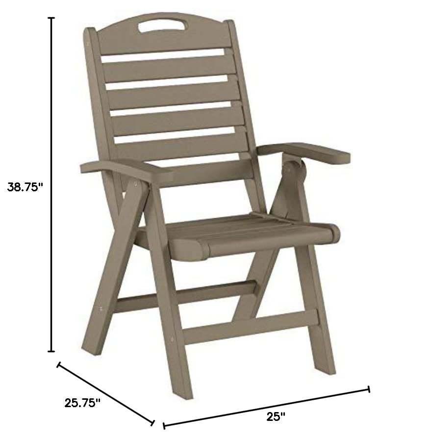Trex Outdoor Furniture Yacht Club Folding Highback Chair, Sand Castle