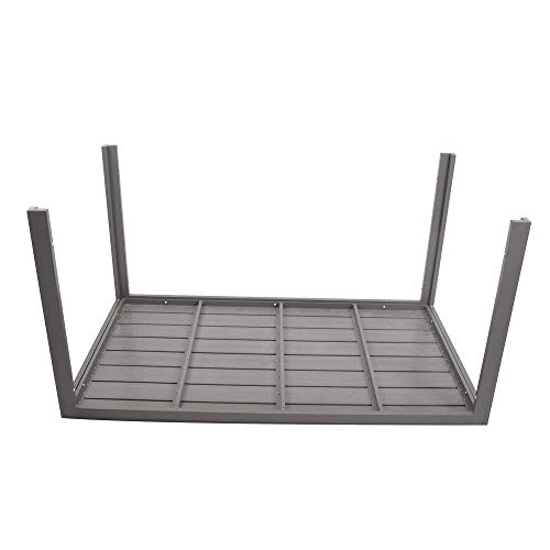 Dporticus Outdoor Patio 55" Rectangular Dining Table for 6 Metal Aluminum Frame with Grey Wood Look