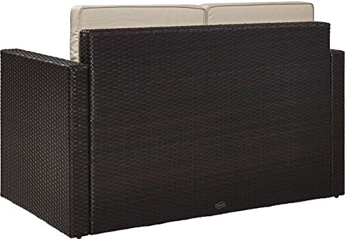 Crosley Furniture KO70092BR-SA Palm Harbor Outdoor Wicker Loveseat, Brown with Sand Cushions