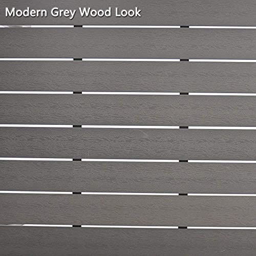 Dporticus Outdoor Patio 55" Rectangular Dining Table for 6 Metal Aluminum Frame with Grey Wood Look