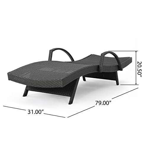Christopher Knight Home Salem Outdoor Wicker Adjustable Chaise Lounges with Arms, with Cushions, 2-Pcs Set, Multibrown / Ivory