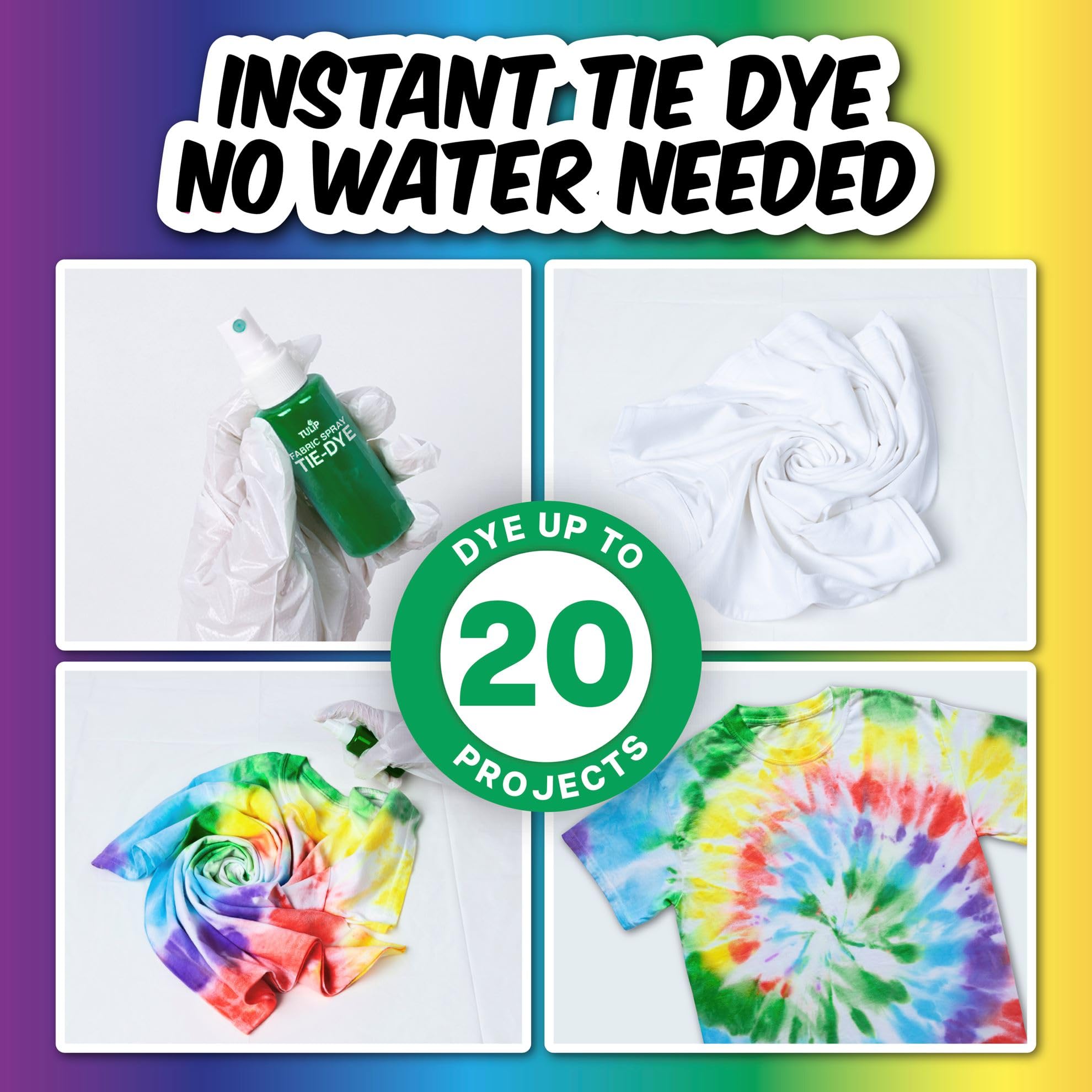 Tulip Rainbow Tie-Dye Kit, Fabric Spray Dye, 8 Vibrant Colors