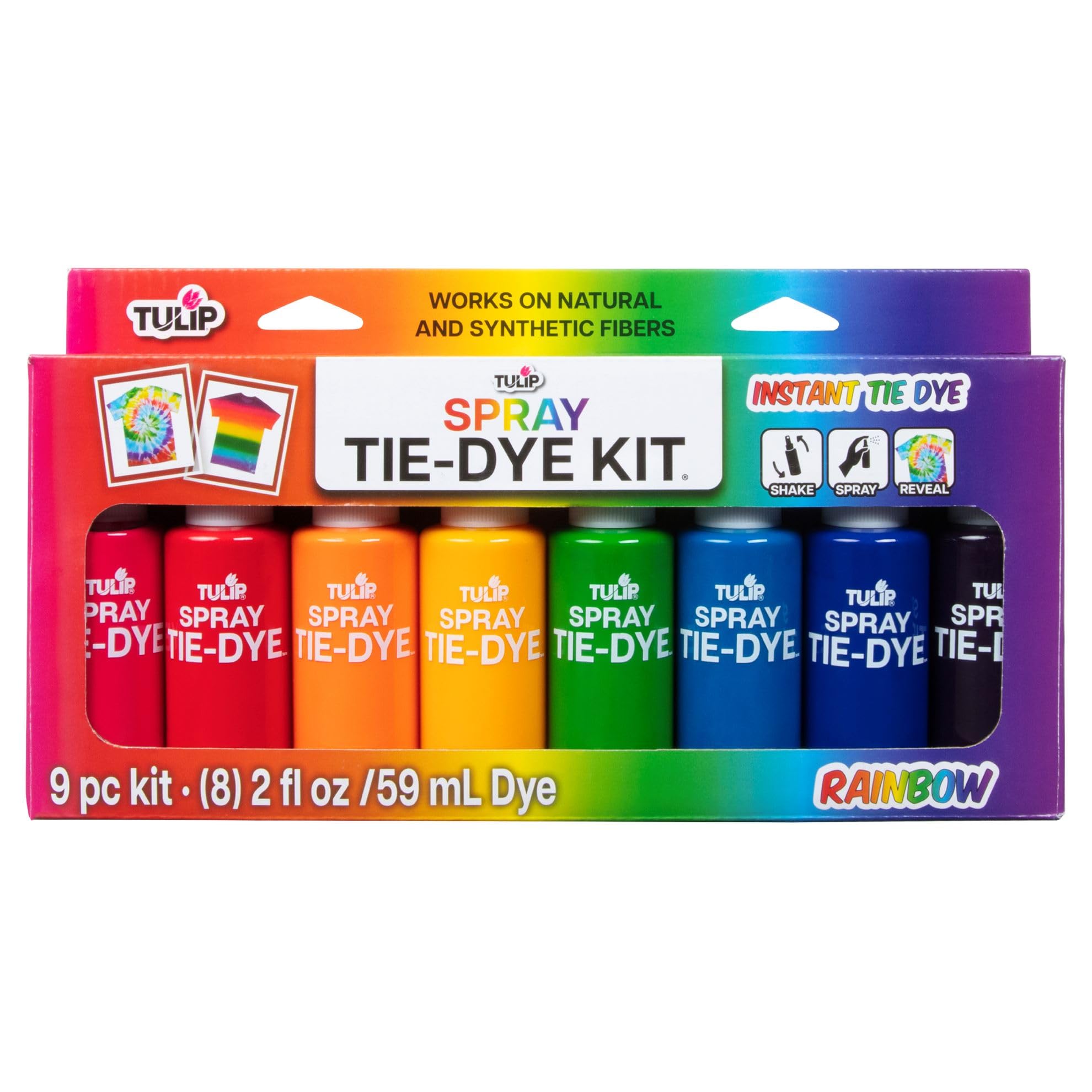 Tulip Rainbow Tie-Dye Kit, Fabric Spray Dye, 8 Vibrant Colors