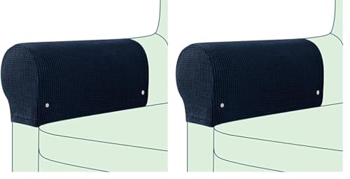 SyMax Armrest Cover for Recliners Stretch Fabric Armchair Covers Anti-Slip Furniture Protector Slipcovers for Couch Sofa Spandex Jacquard Set of 2 (Navy,2pcs) (Pack of 2)