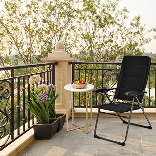 DORTALA 2-Piece Foldable Patio Chairs, Folding Chairs w/Adjustable Backrest, Outdoor Sling Chairs for Deck, Backyard, Bistro, 300 lbs Capacity, Set of 2, Black
